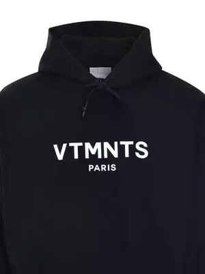 VTMNTS Logo Print Cotton Hoodie - Black