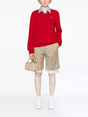 Play Comme Des Garcon Wool Jumper With Double-heart Patch