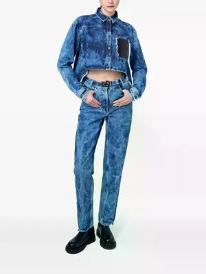 Ports 1961 Cropped Denim Shirt With Appliqué Logo - Blue