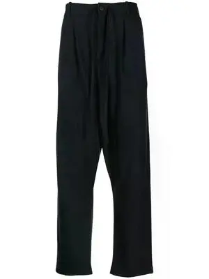 FORME D'EXPRESSION Pleated Drop-crotch Trousers In Virgin Wool - Blue