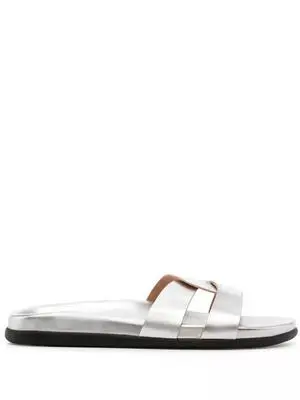ANCIENT GREEK SANDALS Desmos Leather Flat Sandals - Silver