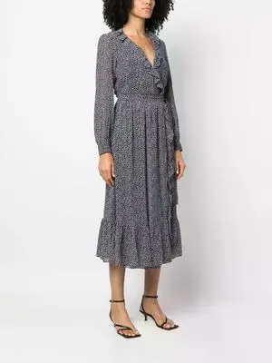 Michael Kors Printed V-neck Midi Wrap Dress