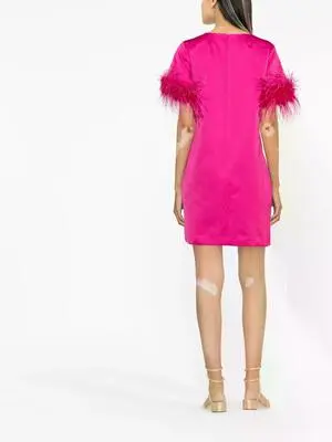 P.a.r.o.s.h Feather-trimmed Satin Dress - Pink