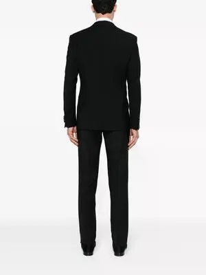 Giorgio Armani Contrast Wool Single-breasted Suit - Black