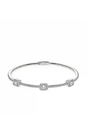 JEWELS AFICIONADO 18kt White Gold Diamond Bangle Bracelet - Silver