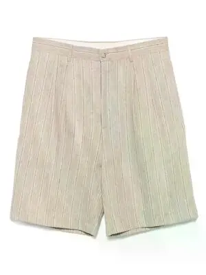 Tagliatore Striped Linen Blend Shorts - Neutrals