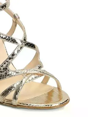 ANNA F. Leather Stiletto Sandals With Ankle Strap