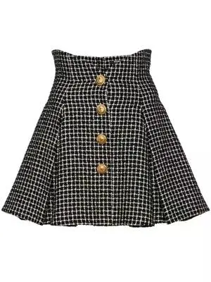Balmain Tweed Tulip Mini Skirt - Black