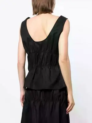 Goen.j Ruched Sleeveless Top - Black