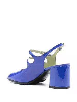 CAREL 60mm Patent Calf Leather Buckled Slingback Pumps - Blue