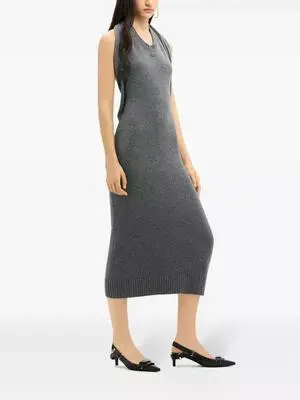 COURREGES Wool Knit Draped Midi Dress