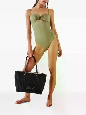 Karl Lagerfeld Ring Embellished One-piece Swimsuit - Green