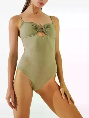 Karl Lagerfeld Ring Embellished One-piece Swimsuit - Green