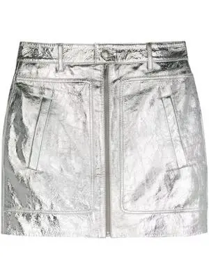Zadig&Voltaire Jinette Metallic Leather Mini Skirt