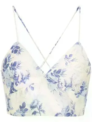 TWINSET Floral Print Cropped Top - Neutrals
