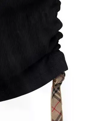 Burberry Rib-knit Tank Top With Check Straps - Black