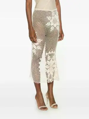 Magda Butrym Crochet Midi Skirt With Floral Motif