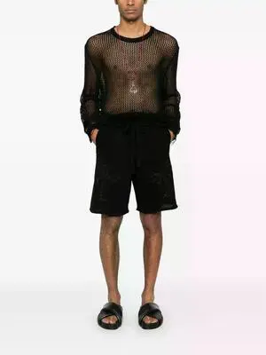 LANEUS Knitted Bermuda Shorts With Sequin Detailing