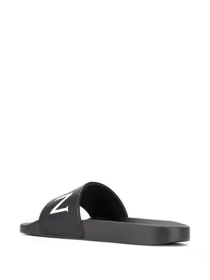 Moncler Logo Print Leather Slides