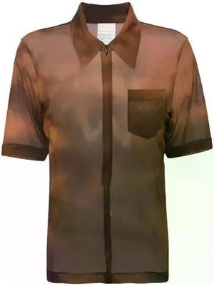STOCKHOLM SURFBOARD CLUB Abstract-pattern Print Zip-up Blouse - Brown