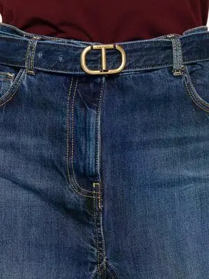 TWINSET Wide Leg Jeans With Logo Buckle