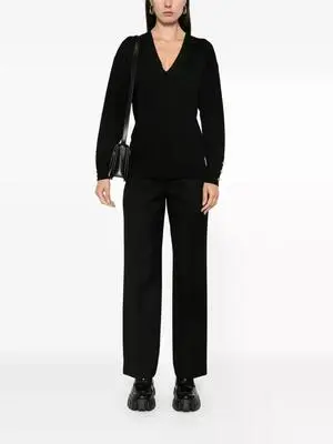 Michael Kors Merino Wool V-neck Sweater With Button Detail