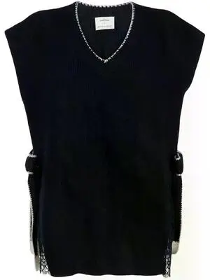 ONEFIFTEEN Knitted Vest Top With Side-tie Detail - Blue