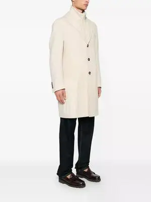 Eleventy Single-breasted Wool Blend Coat - Neutrals