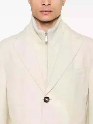 Eleventy Single-breasted Wool Blend Coat - Neutrals