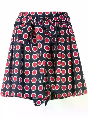 Moschino Navy And Red Geometric Print High Waist Shorts - Blue