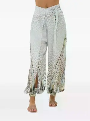 Camilla Asymmetrical Belted Trousers With Leopard Print