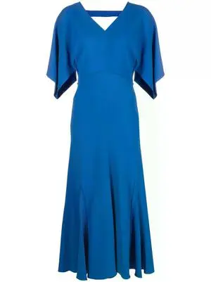 Victoria Beckham Draped-sleeve Midi Dress