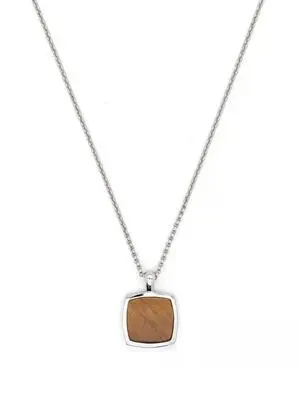 Tom Wood Cushion Pendant Tiger Eye Necklace - Silver
