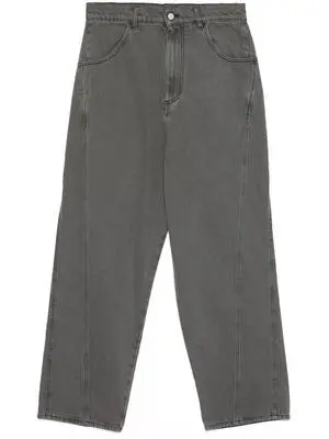 Andrea Ya'aqov Charcoal Cotton Washed Denim Wide Leg Jeans