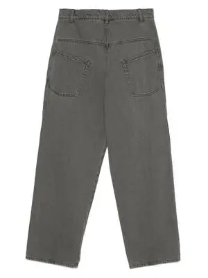 Andrea Ya'aqov Charcoal Cotton Washed Denim Wide Leg Jeans