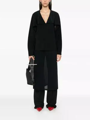 Helmut Lang Silk Crepe De Chine Layered V-neck Blouse - Black