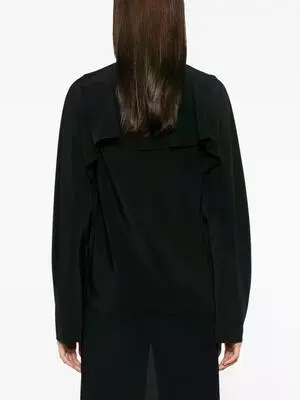 Helmut Lang Silk Crepe De Chine Layered V-neck Blouse - Black