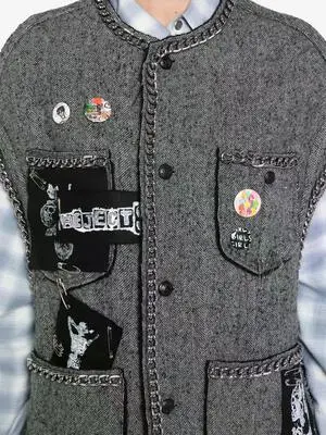 R13 Sleeveless Herringbone Jacket With Embellishments