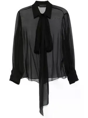 Valentino Garavani Sheer Scarf Detail Shirt - Black