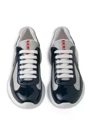 Prada Patent Leather And Technical Fabric America's Cup Sneakers - Blue