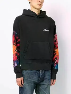 Amiri Tie-dye Logo-embroidered Hoodie - Black