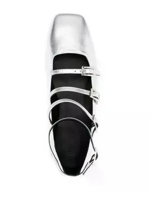 ALOHAS Tone Calf Leather Ballet Flats With Triple Buckle Detailing