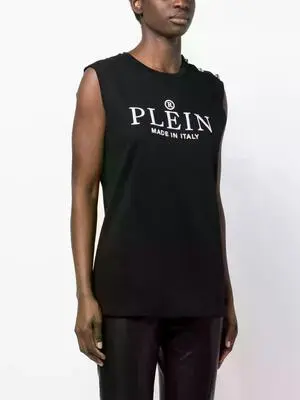 Philipp Plein Logo Print Sleeveless Top