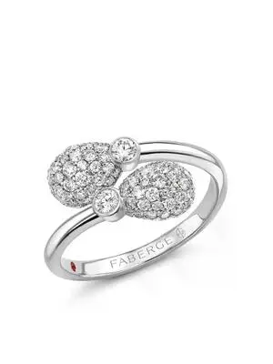 Faberge 18kt White Gold Diamond And Ruby Ring - Silver