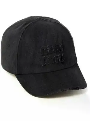 Miu Miu Denim Baseball Cap - Black