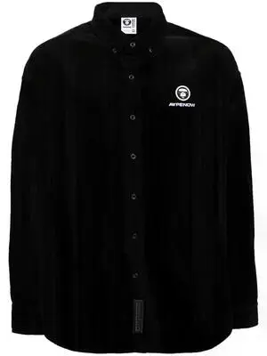 AAPE BY *A BATHING APE Logo-patch Corduroy Shirt - Black