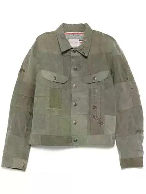 GREG LAUREN Army Scrapwork Trucker Jacket - Green