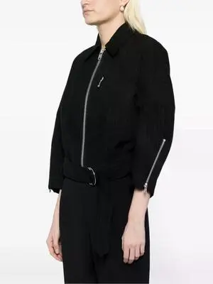 Y’s Pinstripe Wool Blend Cropped Jacket
