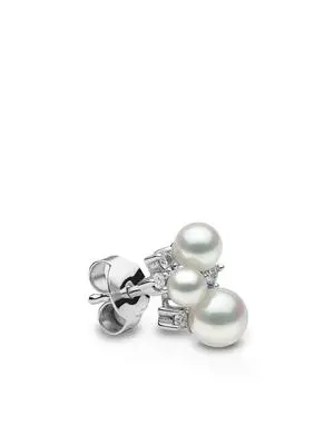 Yoko London 18kt White Gold Diamond And Pearl Stud Earrings