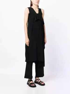 Y’s Asymmetric Draped Midi Dress - Black